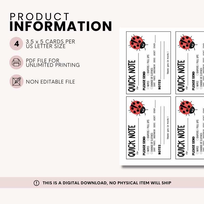 Printable Daycare Note, Preschool Note Home, Daycare Mail, Note From ...