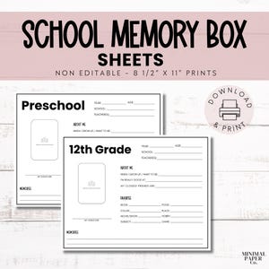 School Memory Box, Printable School Keepsake, School Memory Questions ...