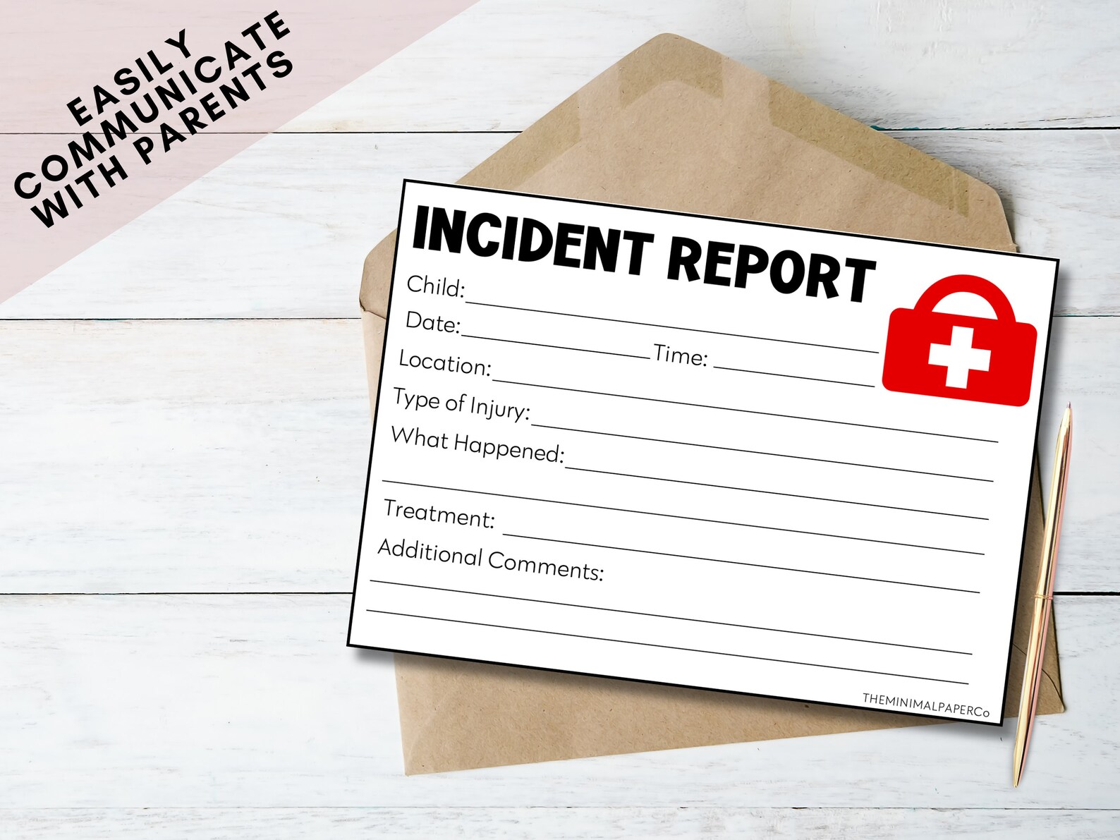Incident Report,childcare Report, Daycare Boo Boo Report, Ouch Report ...