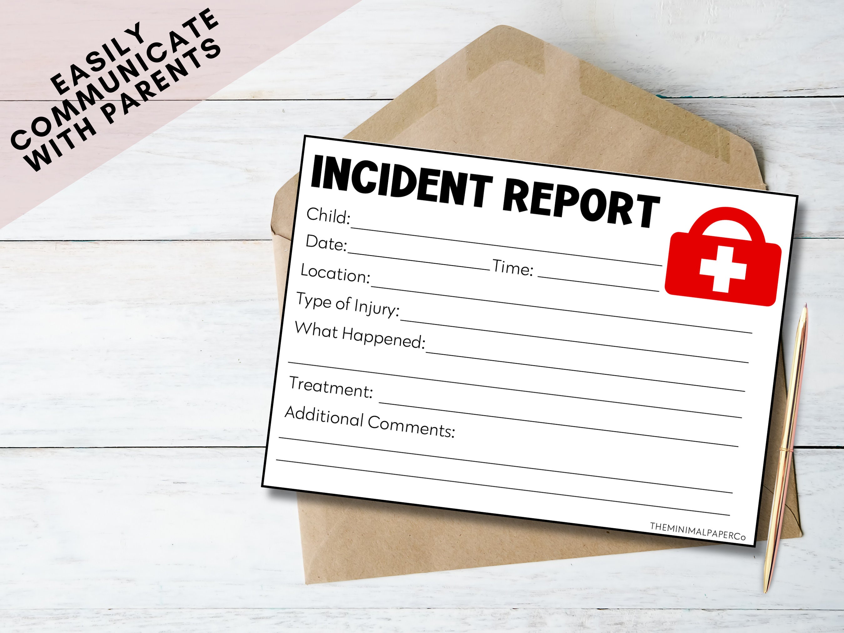Incident Report,childcare Report, Daycare Boo Boo Report, Ouch Report ...