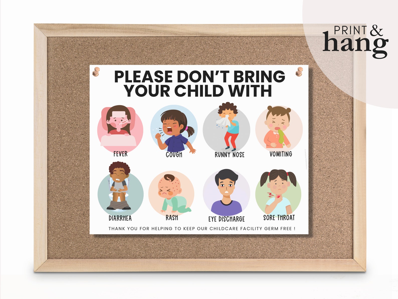 Childcare Sick Posters | Printable Childcare Signs for Parent Board - Etsy