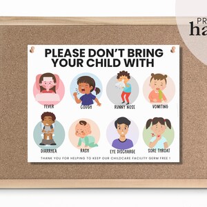 Childcare Sick Posters | Printable Childcare Signs for Parent Board - Etsy