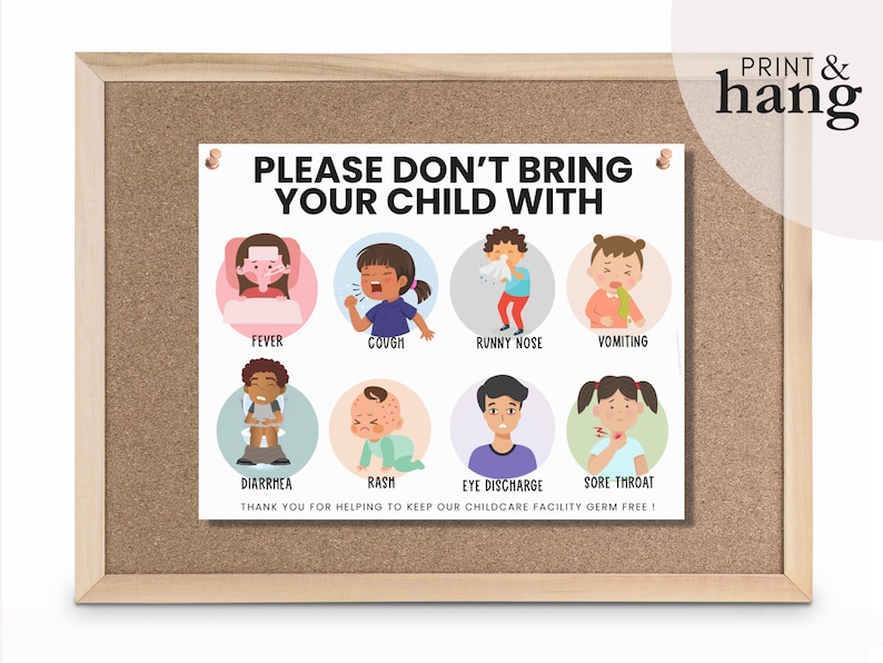 Childcare Sick Posters | Printable Childcare Signs for Parent Board - Etsy