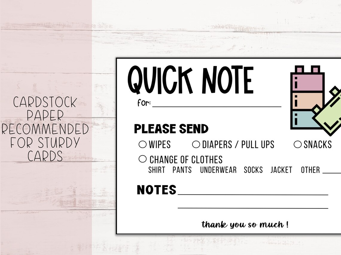 Printable Daycare Note | Teacher Going Home Note | Daycare Mail | Note ...