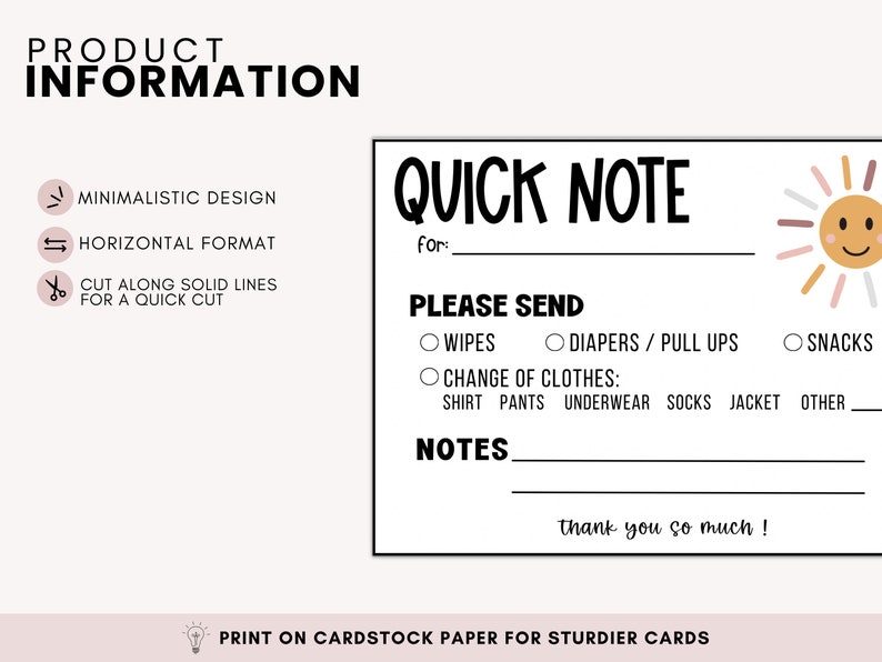 Printable Daycare Note | Teacher Going Home Note | Daycare Mail | Note ...