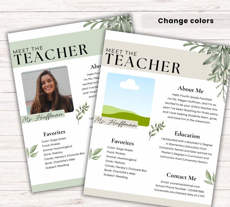 Editable Meet the Teacher Template, Earthy Teacher Back to School ...