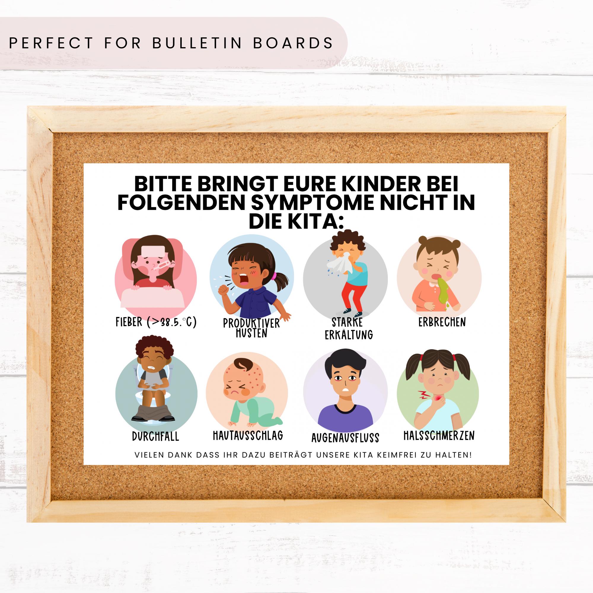 Sick Policy for Bulletin Boards, German Childcare Sick Poster ...