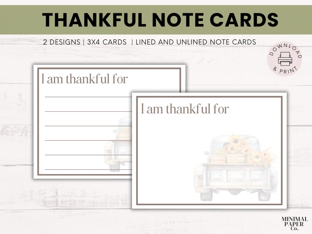 Printable Thankful Cards, Friendsgiving Thankful Cards, Gratitude ...