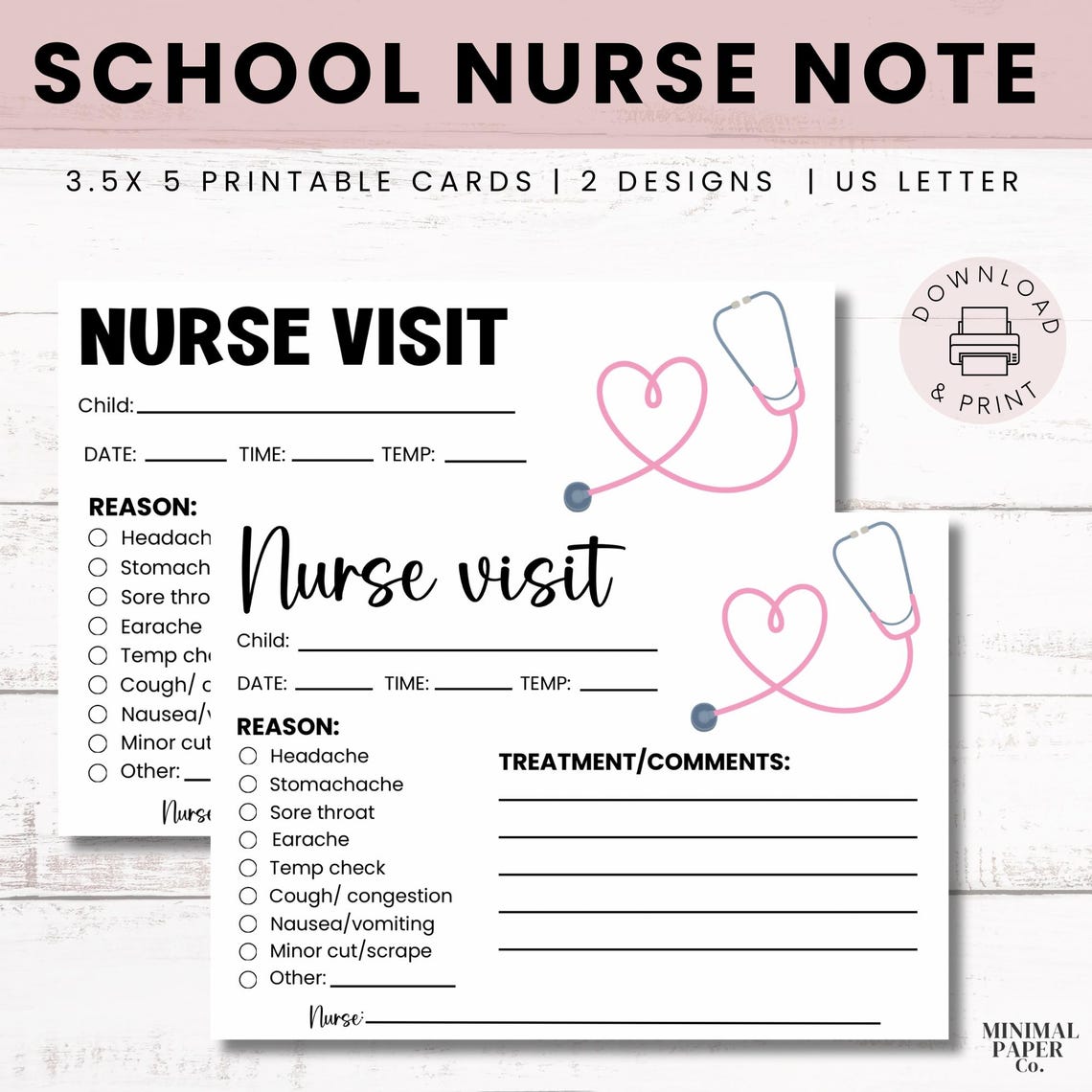 Printable School Nurse Note, Parent Note From Nurse, Nurse Notes, Nurse ...