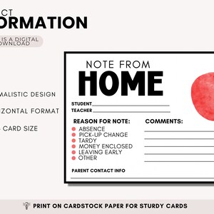 Printable School Note | Note From Home | Parent Mail | Parent Note to ...