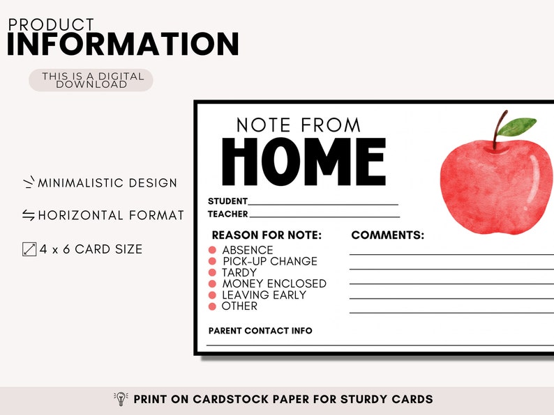 Printable School Note | Note From Home | Parent Mail | Parent Note to ...