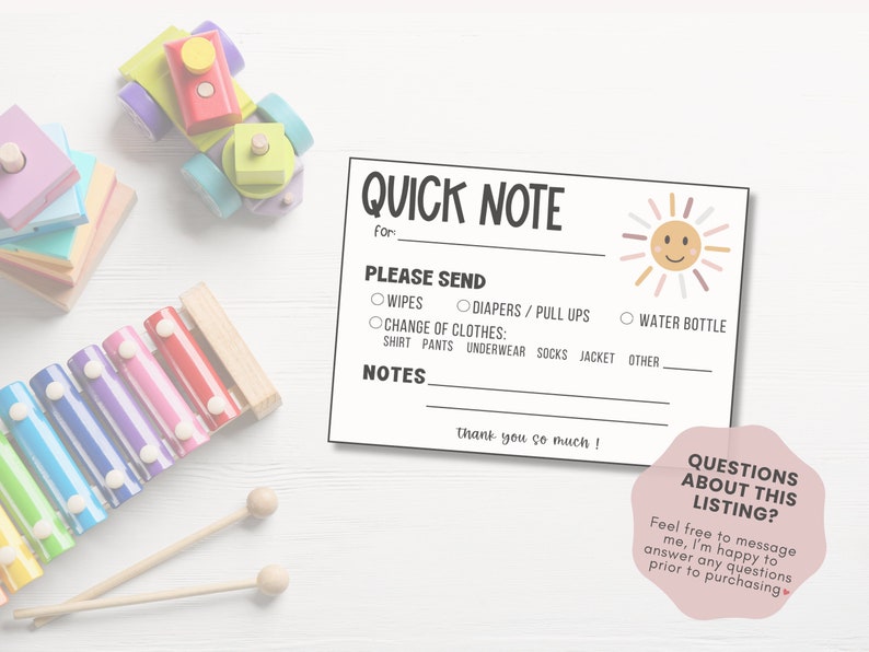 Printable Daycare Notes, Going Home Teacher Reminder Cards, Childcare ...