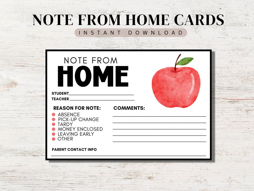 Printable School Note | Note From Home | Parent Mail | Parent Note to ...