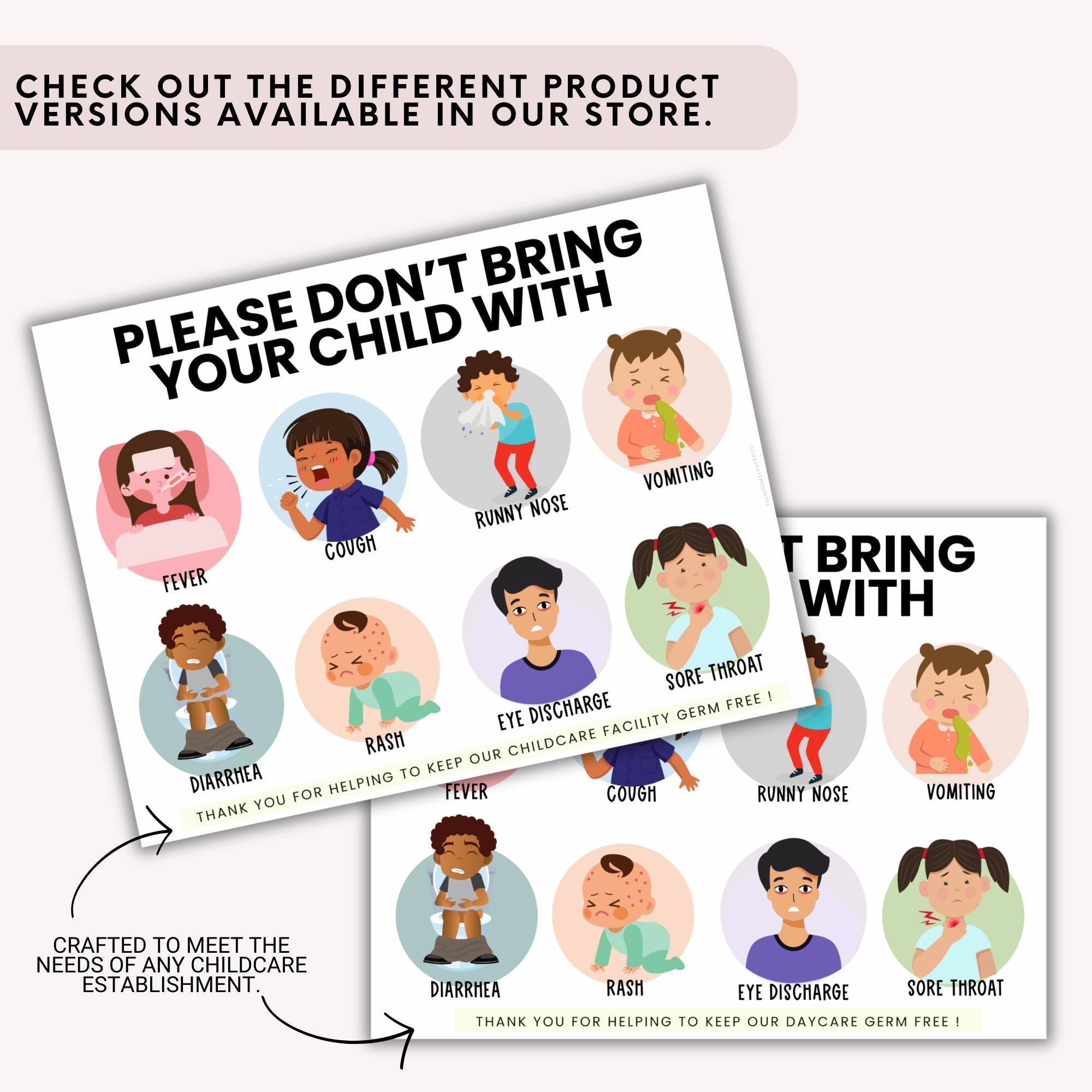 Spanish Daycare Sick Policy, Childcare Illness Sign, Home Daycare Sign ...