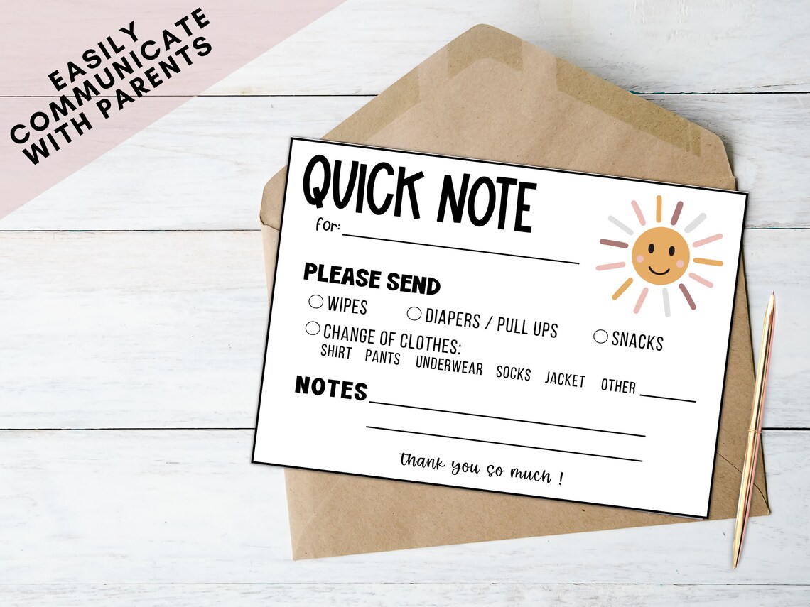Printable Daycare Note Teacher Going Home Note Daycare Mail Note From ...
