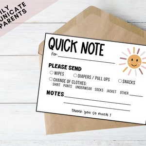 Printable Daycare Note | Teacher Going Home Note | Daycare Mail | Note ...