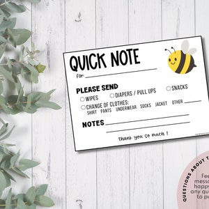 Printable Daycare Note | Teacher Going Home Note | Daycare Mail | Note ...