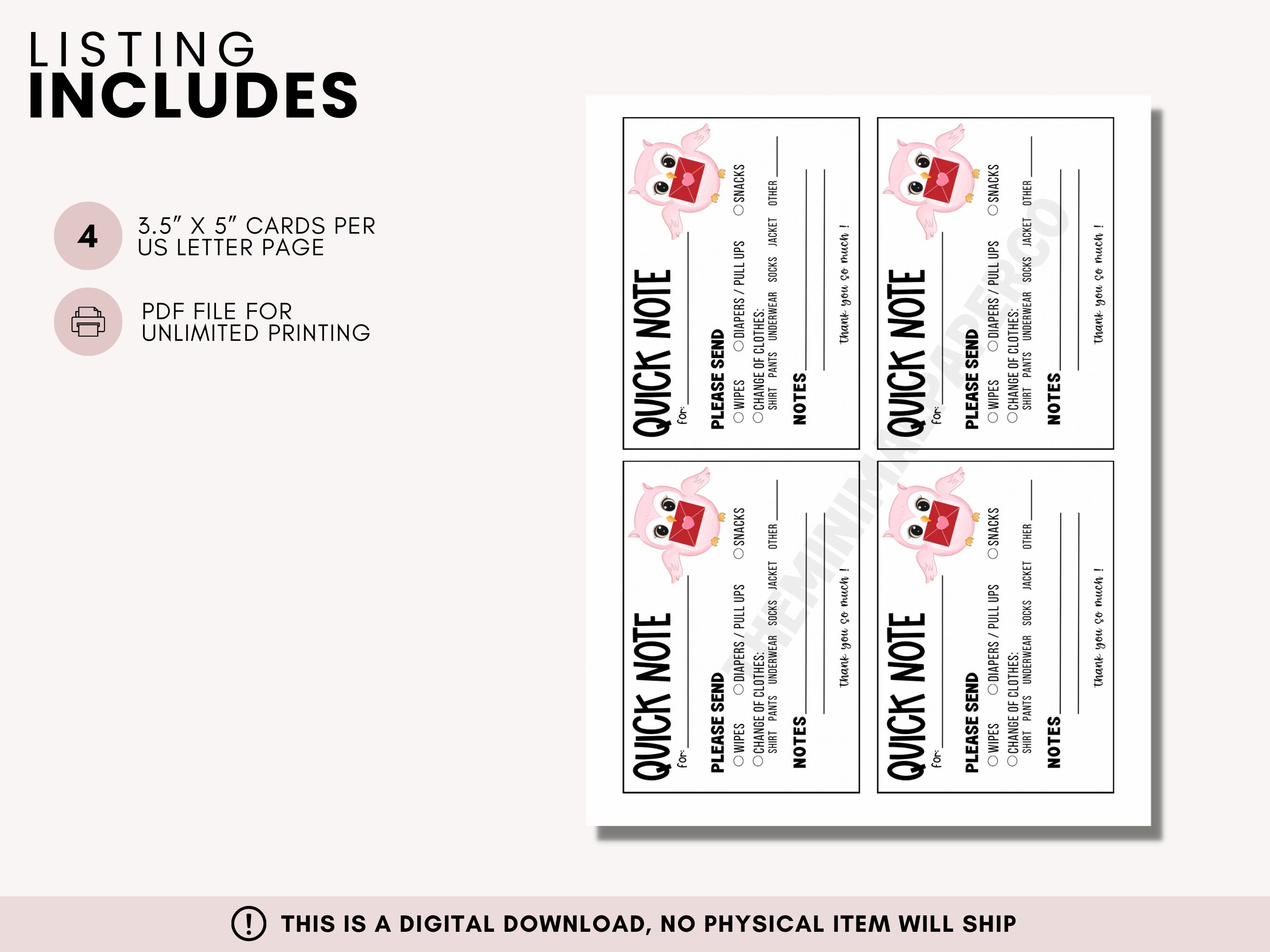 Valentine Note Card, Teacher Mail, Parent Reminders for Daycare - Etsy