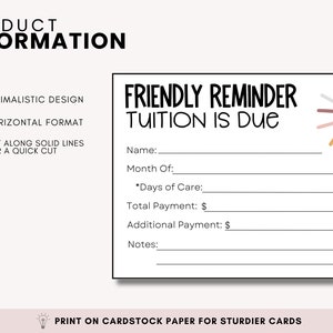 Fillable Tuition Reminder, Teacher Mail, Note Home, Printable Note Card ...