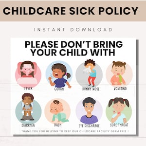 Childcare Sick Posters | Printable Childcare Signs for Parent Board - Etsy