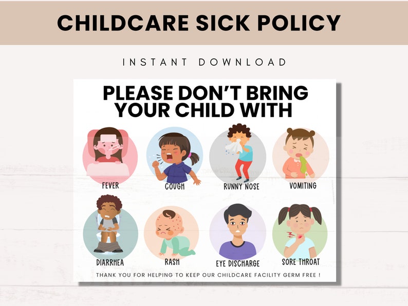 Childcare Sick Posters | Printable Childcare Signs for Parent Board - Etsy