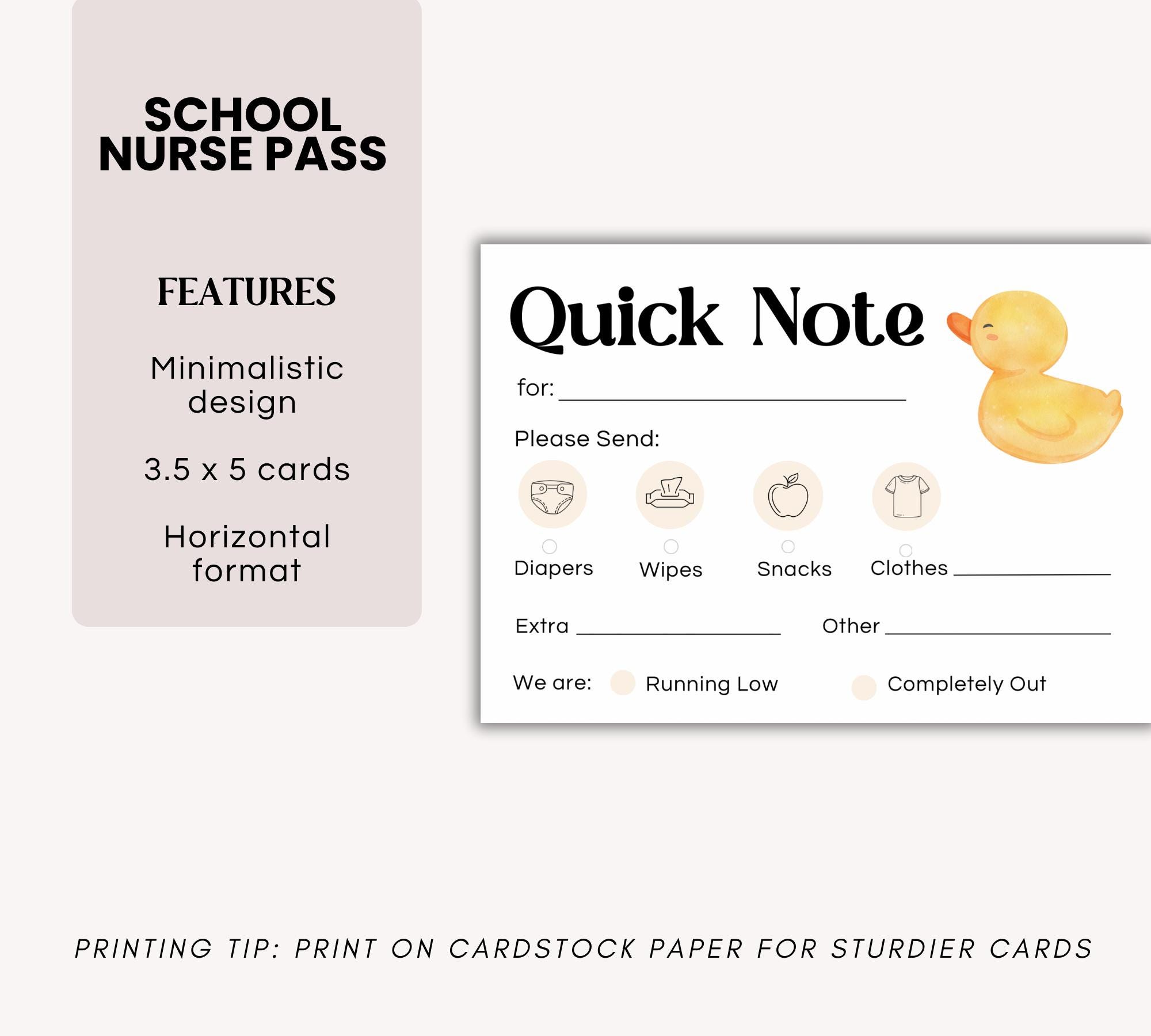 Printable Daycare Note, Teacher Going Home Note, Daycare Mail, Note ...