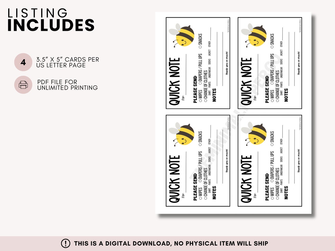 Printable Daycare Note | Teacher Going Home Note | Daycare Mail | Note ...