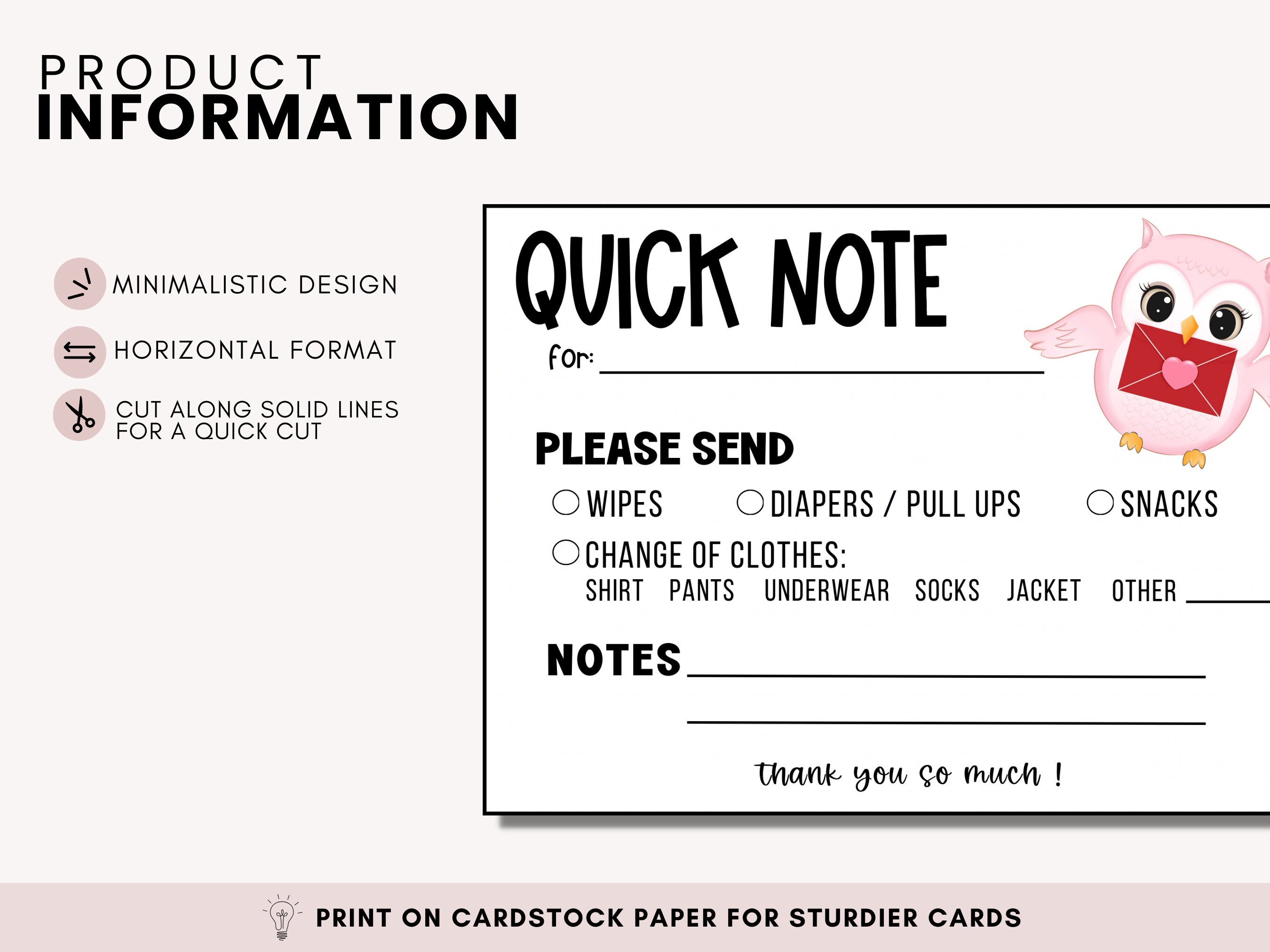 Valentine Note Card, Teacher Mail, Parent Reminders for Daycare - Etsy