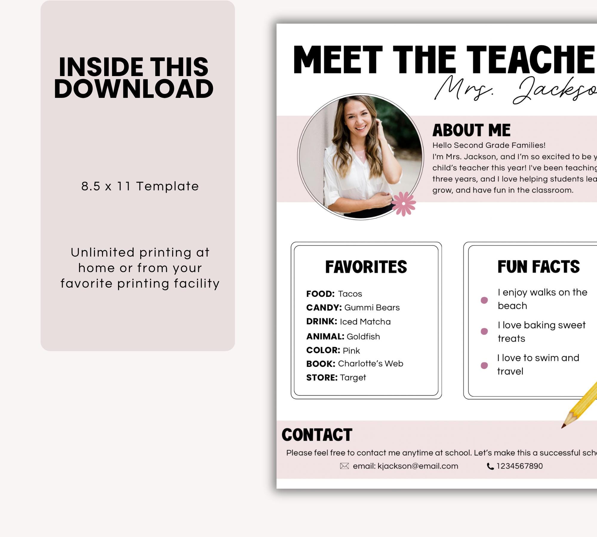 Editable Meet the Teacher Template, Minimalistic Teacher Back to School ...
