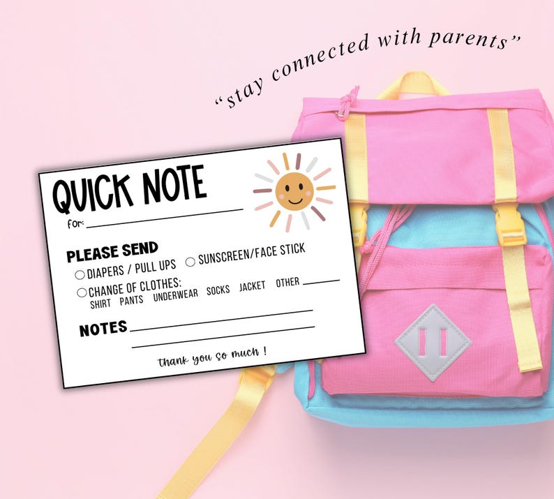 Printable Daycare Note | Teacher Going Home Note | Daycare Mail | Note ...
