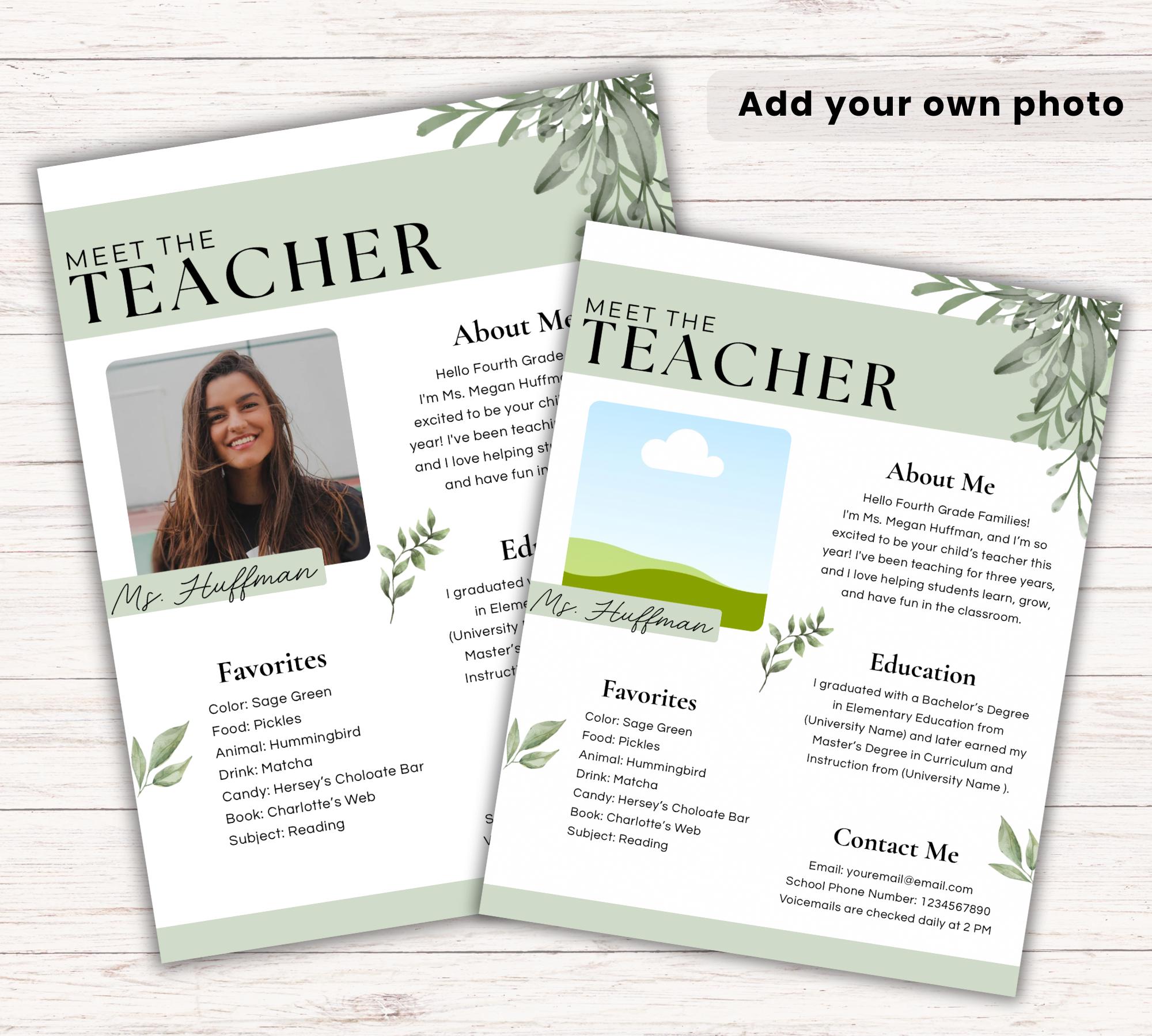 Editable Meet the Teacher Template, Earthy Teacher Back to School ...
