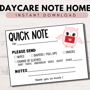 Valentine Note Card, Teacher Mail, Parent Reminders for Daycare - Etsy
