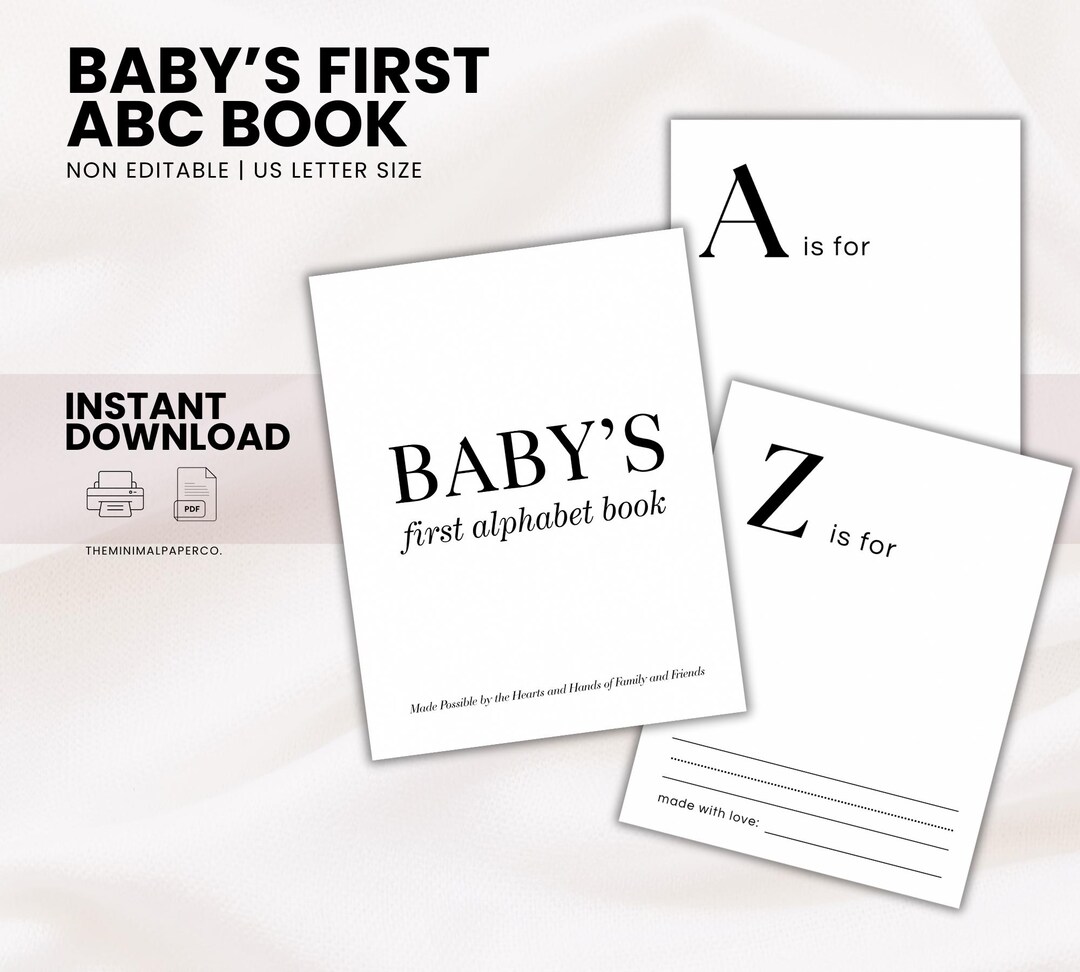 Baby Shower ABC Book, ABC Coloring Book, Baby’s First ABC Book, Baby ...
