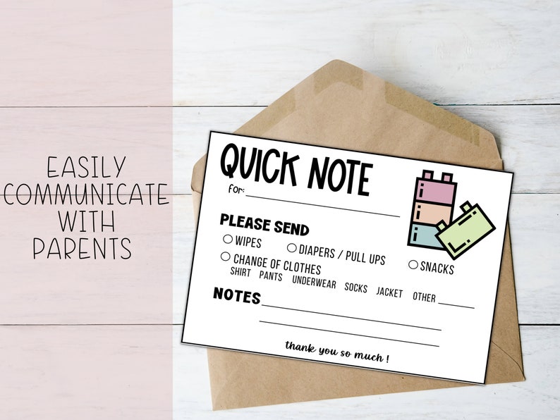 Printable Daycare Note | Teacher Going Home Note | Daycare Mail | Note ...