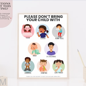 Daycare Sick Policy | Childcare Sickness Flyer | Printable Daycare and ...