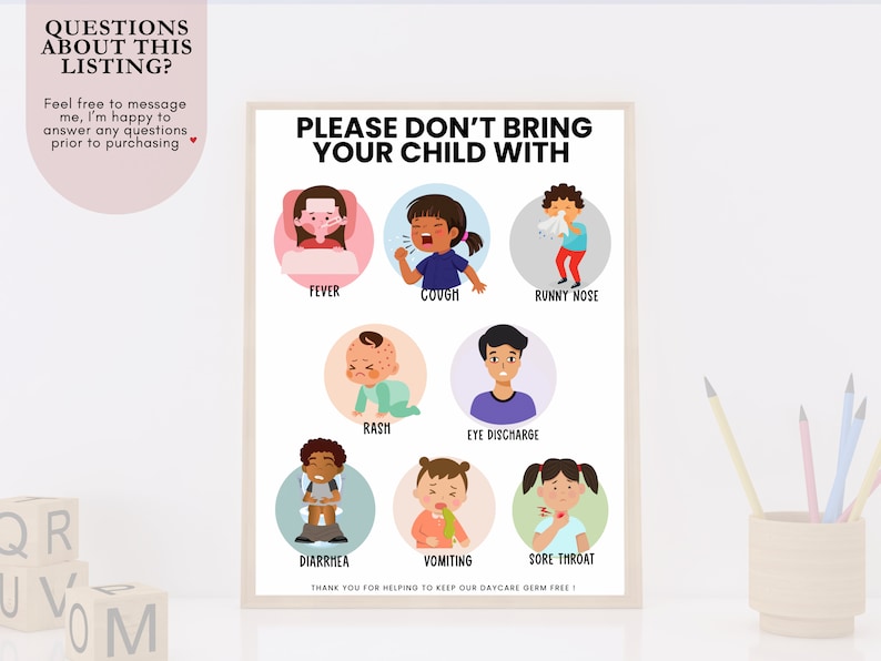 Daycare Sick Policy | Childcare Sickness Flyer | Printable Daycare and ...
