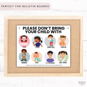 Sick Policy for Bulletin Boards, Childcare Illness Poster, Printable ...