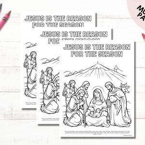 Kids Christmas Nativity Scene Coloring Page, Printable Church Preschool ...
