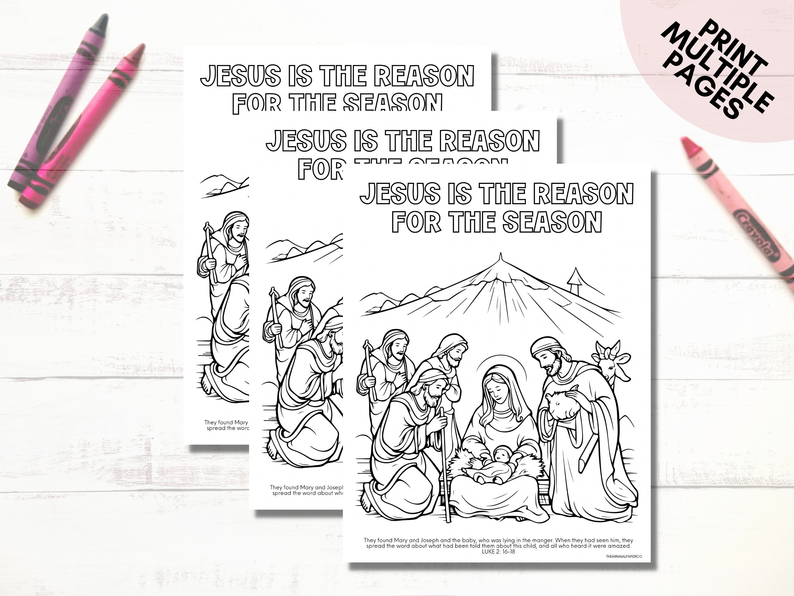 Kids Christmas Nativity Scene Coloring Page, Printable Church Preschool ...