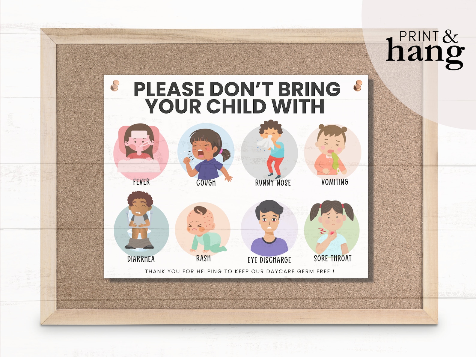 Daycare Sick Policy | Childcare Sickness Flyer | Printable Daycare and ...