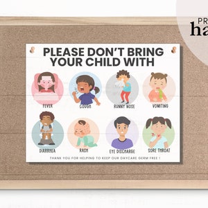 Daycare Sick Policy | Childcare Sickness Flyer | Printable Daycare and ...