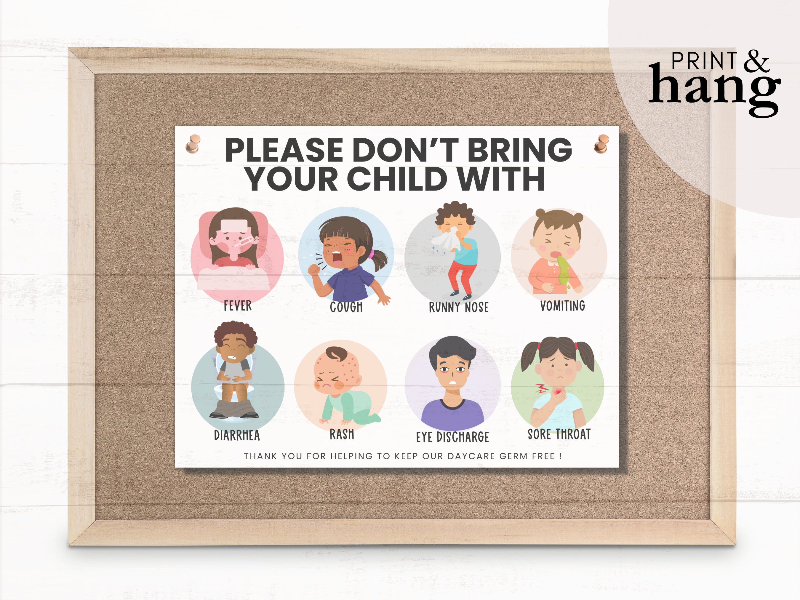 Daycare Sick Policy | Childcare Sickness Flyer | Printable Daycare and ...