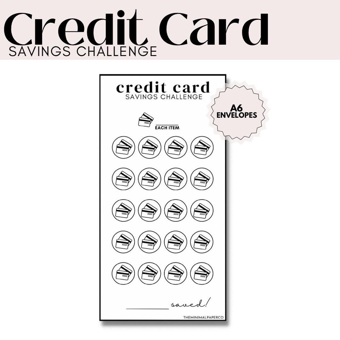 Credit Card Savings Challenge A6 Trackers for Cash Envelopes Printable ...
