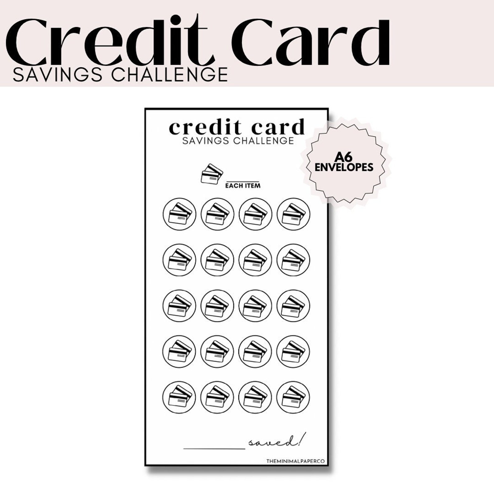 Credit Card Savings Challenge A6 Trackers for Cash Envelopes Printable ...