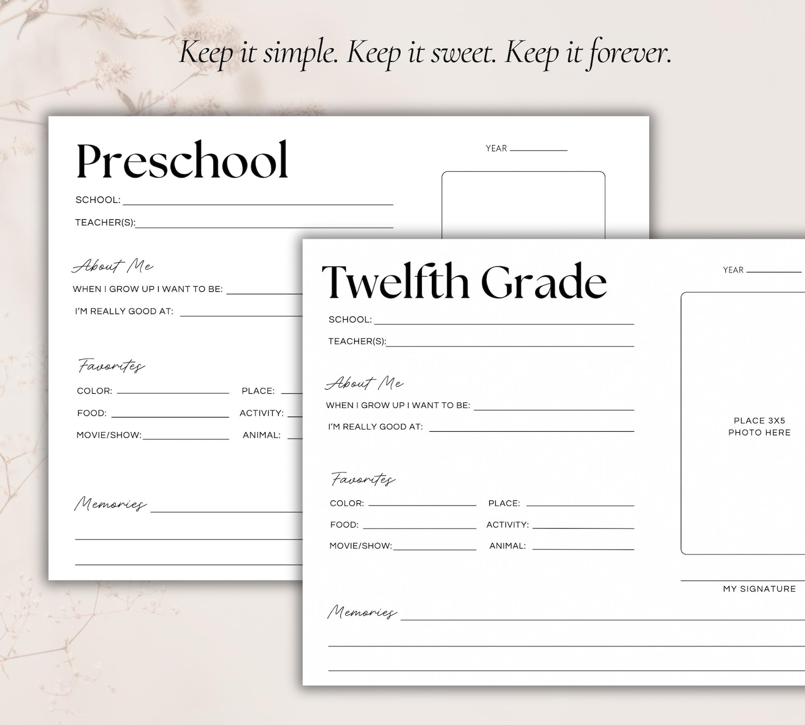 School Memory Box, School Keepsake,memory Pages for School Years,school Memory Pages for Kids ...