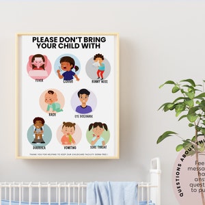 Childcare Sick Posters | Printable Childcare Signs for Parent Board - Etsy