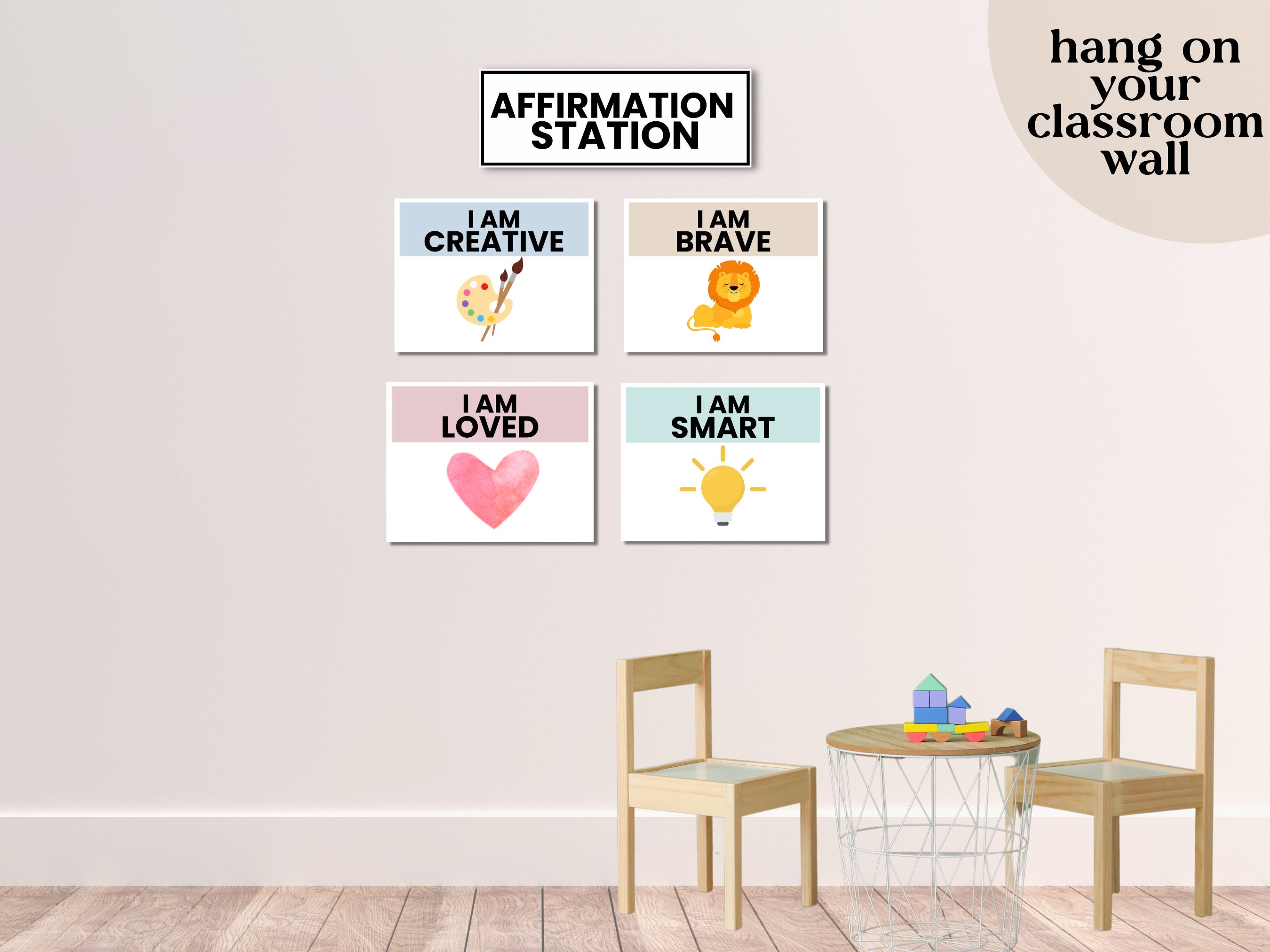 Affirmation Station, Motivational Wall Decor, Daycare Classroom Sign ...