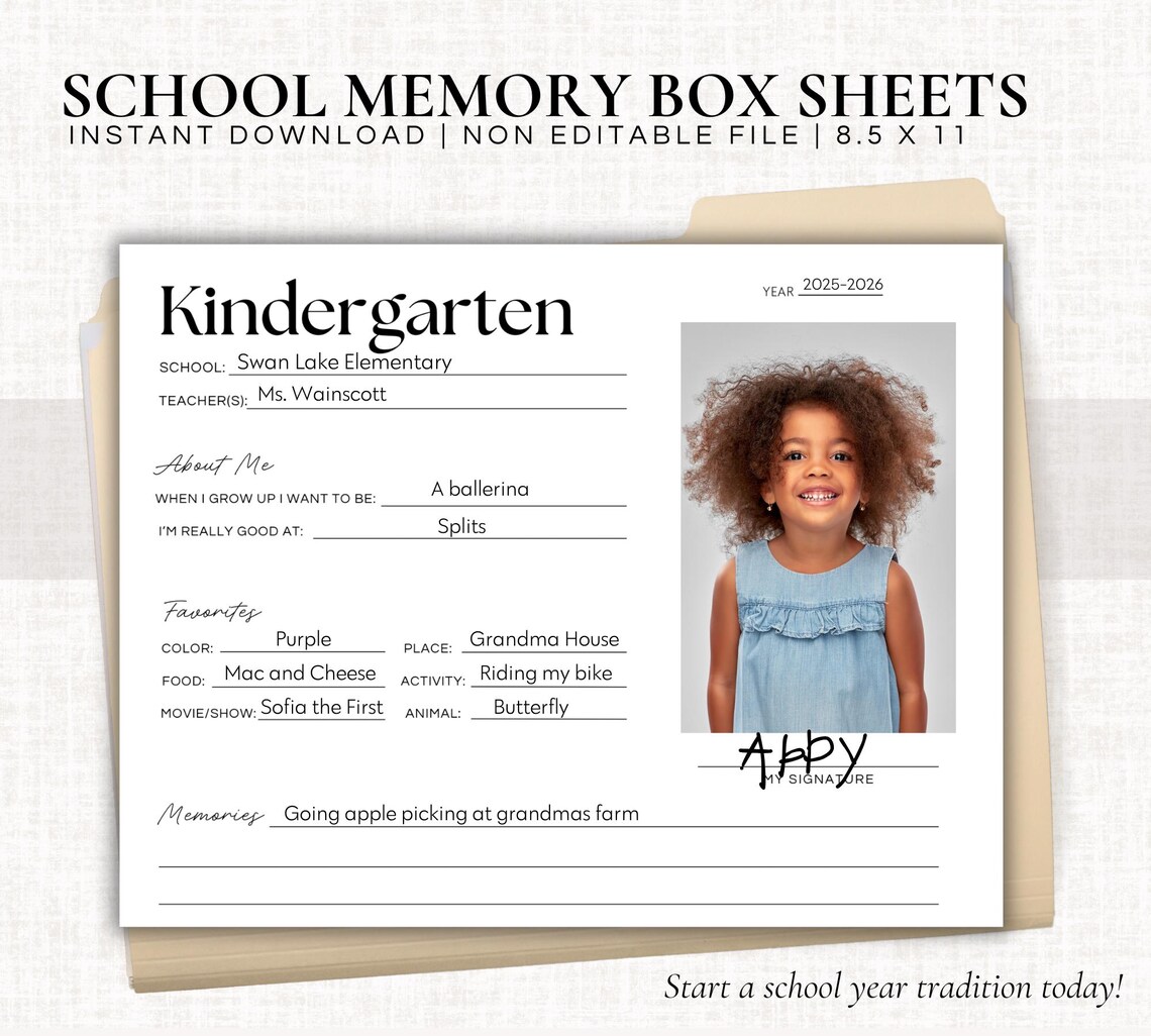 School Memory Box, School Keepsake,memory Pages for School Years,school ...