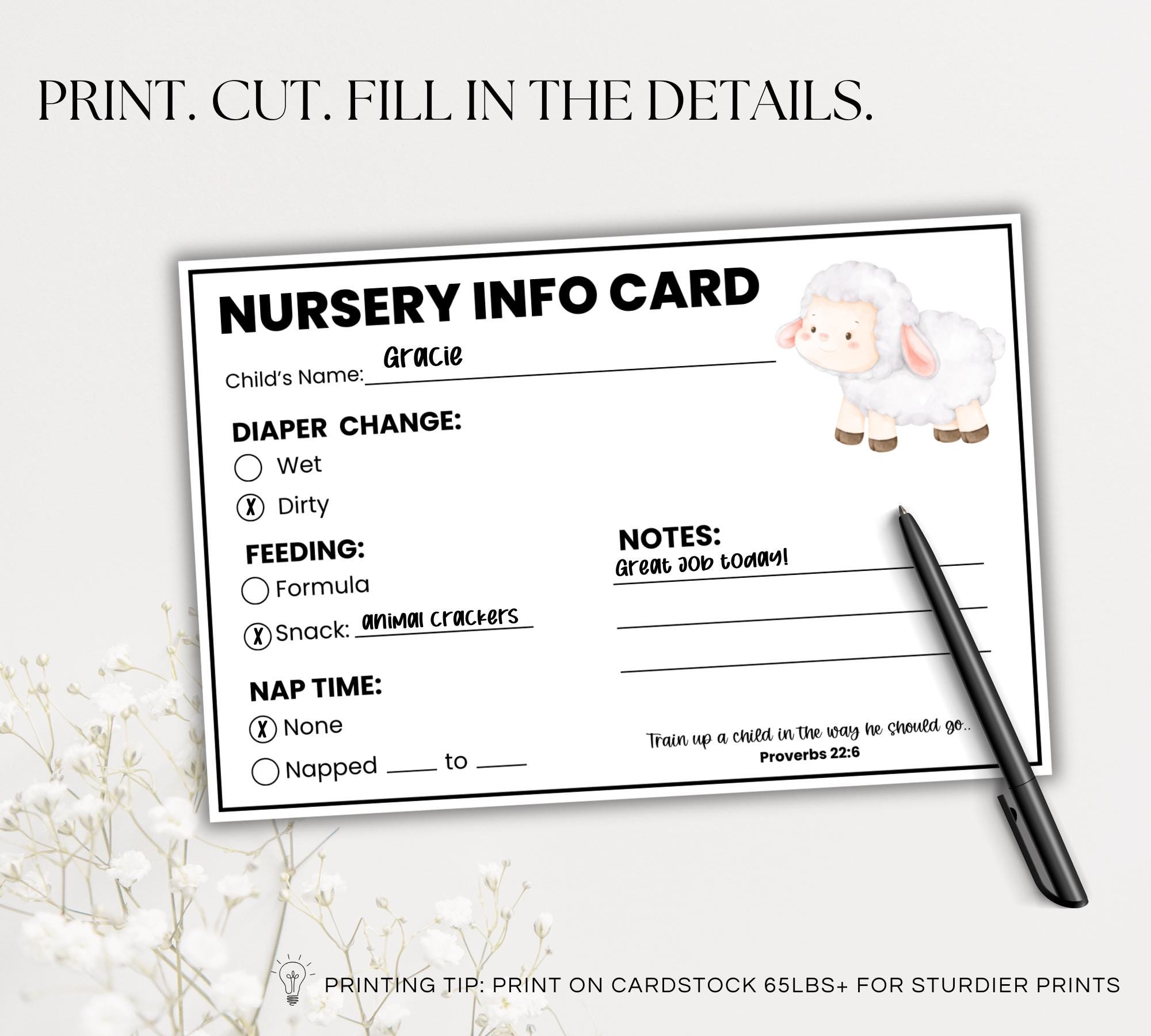 Church Nursery Information Card, Children’s Church Ministry, Nursery ...