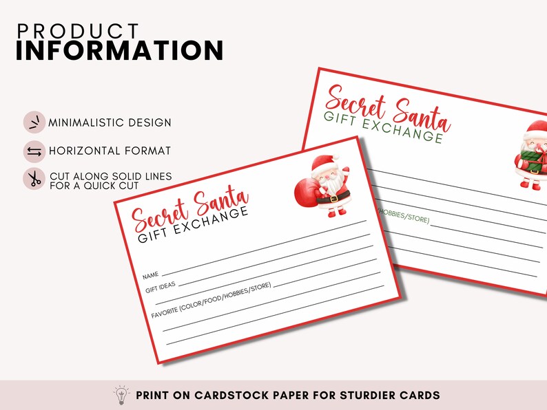 Christmas Secret Santa Cards, Fun and Festive Designs for Coworker Gift ...
